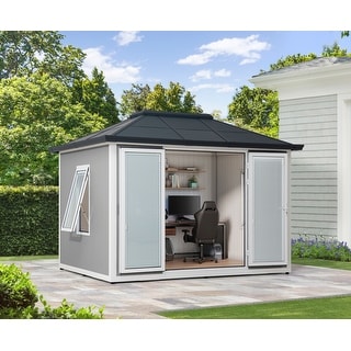 Sunjoy Outdoor Beyond Shed, Backyard Office, Multipurpose Outdoor Room ...