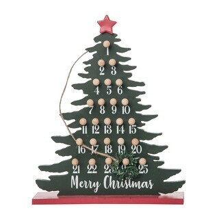 Transpac Wood 12.6 in. Multicolored Christmas Holiday Tree Countdown ...