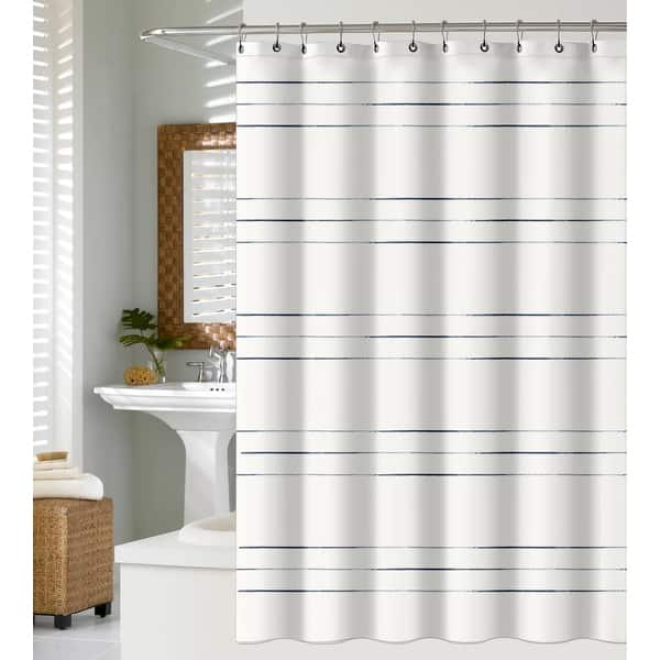 Recycled Cotton Abstract Stripe Blue Shower Curtain - Bed Bath & Beyond ...