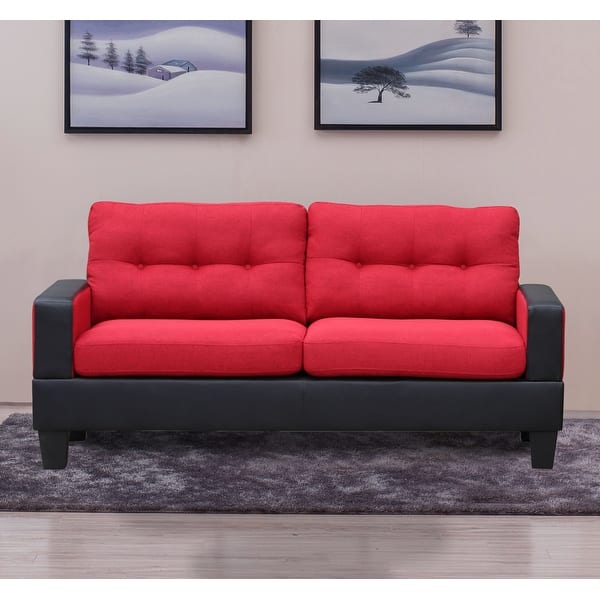Titanic Furniture Betty Track Arm Sofa in Black PVC with Red Linen ...