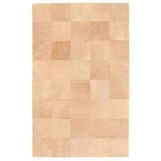 ECARPETGALLERY Handmade Cowhide Patchwork Tan Leather Rug - 4'11 x 7'10 ...
