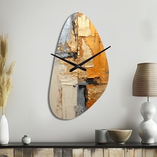 Gold Grey Gleaming Geometry XV - Abstract Collages Wall Clock in Fall ...
