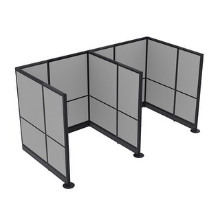 Powered Cubicle Workstation U-Shaped Privacy Office Divider with Glass ...
