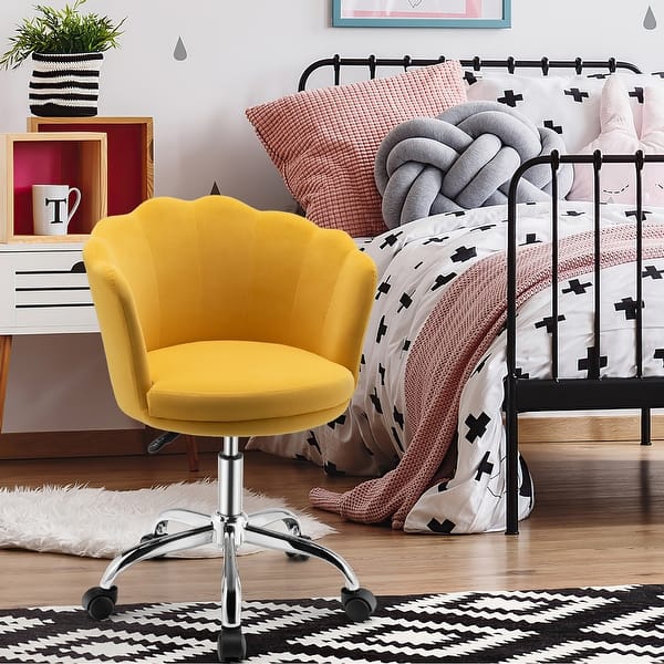 Velvet Petal Shell Vanity Chair Adjustable Swivel Home Office Chair ...