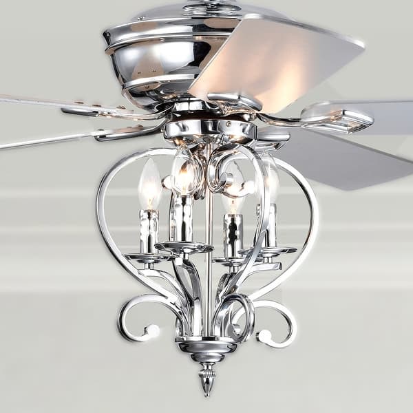 Kayla 52 Inch Chrome Candle Light Ceiling Fan with Remote - Bed Bath ...