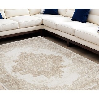 Rectangle Botanical Rustic Style Area Rug - 108' X '72' X '0.5 - Bed ...