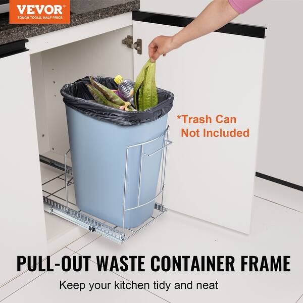 VEVOR Pull-Out Trash Can Frame with Slide and Handle 35.3 lbs Load ...