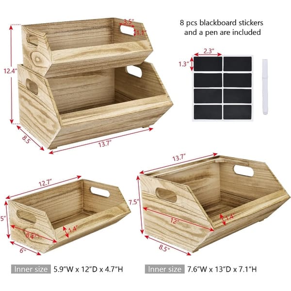 Wooden Stackable Bin Boxes with Handles - S - Bed Bath & Beyond - 38412889