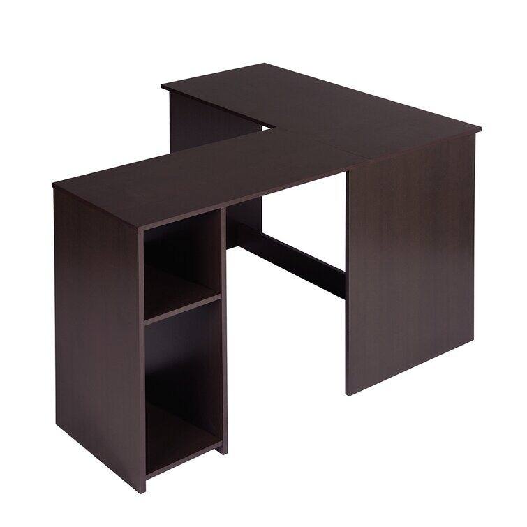 L-Shaped Writing Table Corner Computer Desk Workstation With Shelves ...