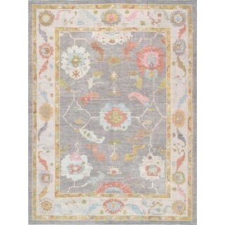 Canvello Oushak Hand-Knotted Wool Area Rug- 8'10" X 12' - Taupe - Ivory ...
