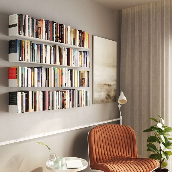 Wallniture Bali Sturdy Metal U Shape Bookshelf Wall Mountable CD DVD Storage Multi Purpose Display Rack in White