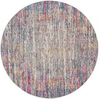 4' Round Ivory Abstract Striations Area Rug - 3'6" - Bed Bath & Beyond ...