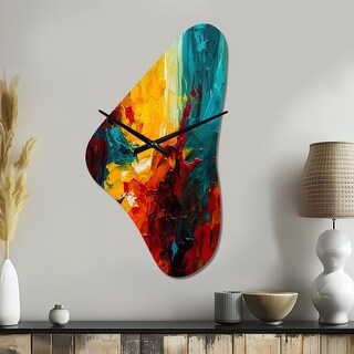 Yellow and Turquoise Journey Of Abstraction II - Abstract Wall Clocks ...
