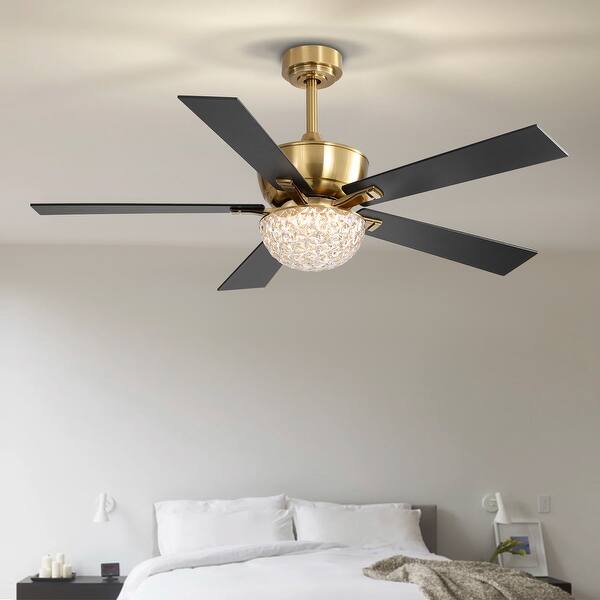52-IN Chandelier LED Ceiling Fan with Light Kit and Remote(Gold ) - Bed ...