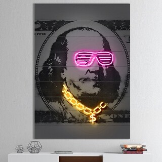 Designart "Benjamin Franklin Neon Rap" Modern & Contemporary Canvas ...