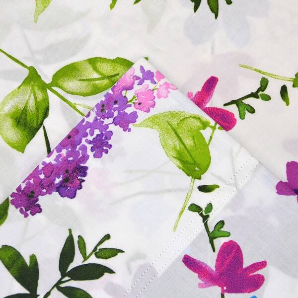 Pointehaven Primavera 200 TC Printed Cotton Percale Bed Sheet Set - On ...