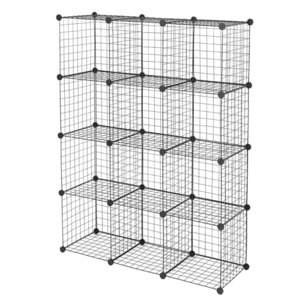 12-Cube Organizer Cube Storage Shelves Wire Cube Storage Metal Grid ...