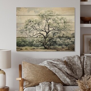 Designart "White Green Muted Majesty Tree" Landscape Trees Print on ...
