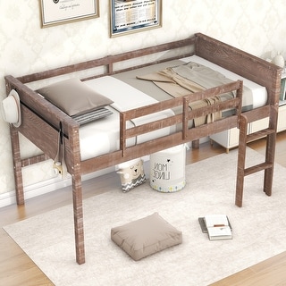Wood Twin Size Loft Bed with Hanging Clothes Racks - Bed Bath & Beyond ...