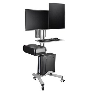 Yescom Mobile Computer Workstation Cart Desk PC Stand Station w/ Dual ...