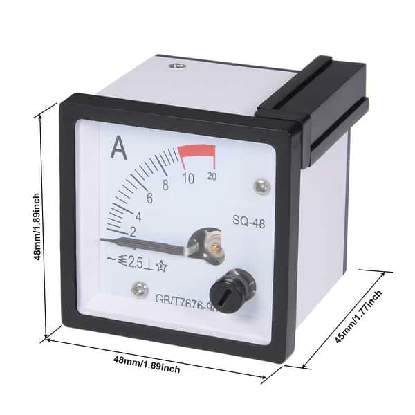 AC 0-10A Analog Panel Ammeter Gauge 20A Max Ampere Meter SQ-48 2.5 ...