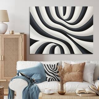 Designart "Black White Optical Art Dream IV" Modern Canvas Wall Art ...