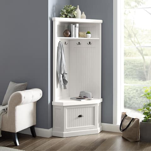 Crosley Seaside Distressed White Hall Tree - On Sale - Overstock - 15974793