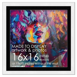 16x16 Frame White Matted for 16x16 Picture or 19x19 Art Poster Without ...