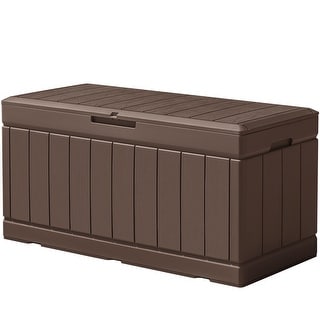 Outdoor Storage Box 85 Gallon Resin Waterproof Deck Box with Wood ...