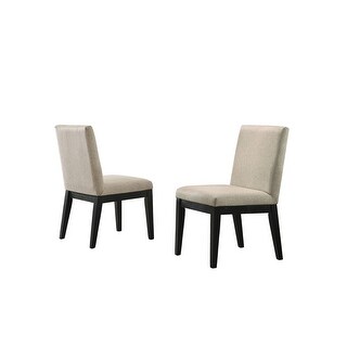 19 Inch Wood Dining Chair, Set of 2, Padded Backrest, Beige Upholstery ...