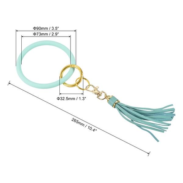 Key Ring Bracelet, Silicone Round Keychain Wristlet Tassel Keyring ...
