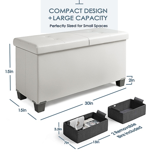 StorageBud Tuffted Folding Foot Rest Storage Ottoman Bench with Storage Bins On Sale Bed Bath Beyond 36513800