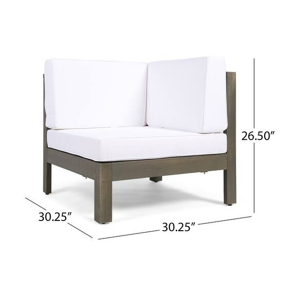 5-Piece White V Shape Sofa Set: Outdoor Sectional with Acacia Wood ...