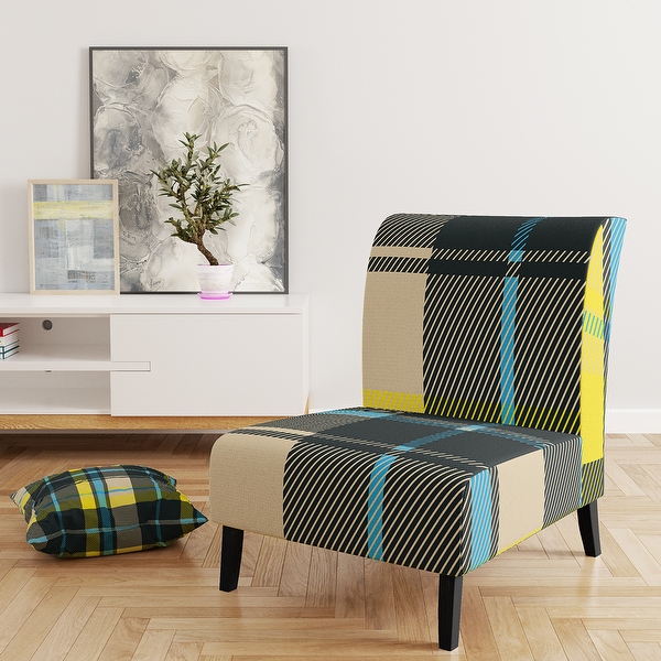 Yellow tartan chair store