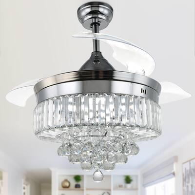 Cusp Barn 42-inch Indoor Modern Crystal LED Ceiling Fan with Light Kit ...