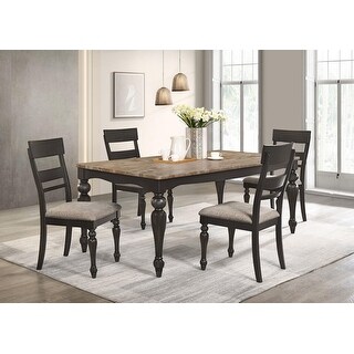Kyle Brown Brushed and Charcoal Sandthrough 5-piece Dining Set - Bed ...