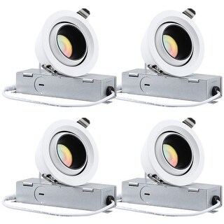 LED 5CCT 3" Gimbal Recessed Light, Anti-Glare, Dimmable, ETL - 4PACK ...