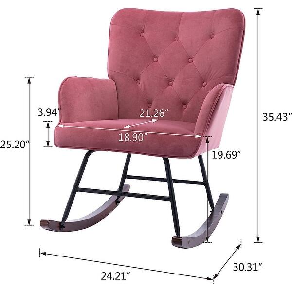 Modern Rocking Nursery Upholstered Rocker Chair with Buttons and ...