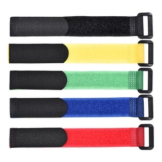 Reusable Cable Ties, 8 Inch Hook and Loop Cord Wrap with Buckle 5 Color ...
