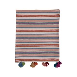 Woven Cotton Throw with Stripes and Tassels - Bed Bath & Beyond - 35683391