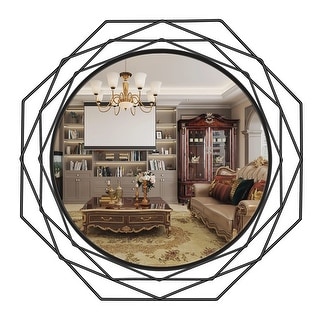 Decorative Wall Mirror Round Mirrors - Black 24 Inches Geometric Circle ...
