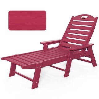 Chaise Lounge Chair Outdoor with Wood Texture, Adjustable 5-Position ...