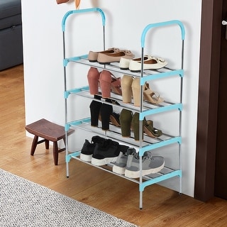 4-Tier Stackable Shoe Rack, Expandable & Adjustable Shoe Organizer ...