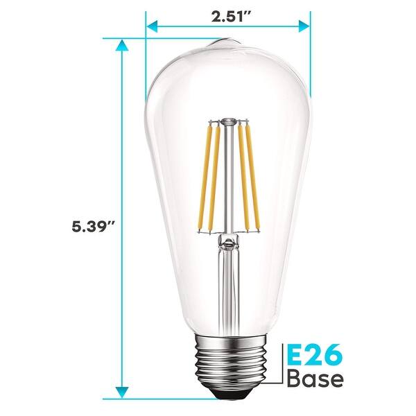 Luxrite LED Edison Bulbs 75W Equivalent ST19 ST58 3000K Soft White 800 ...