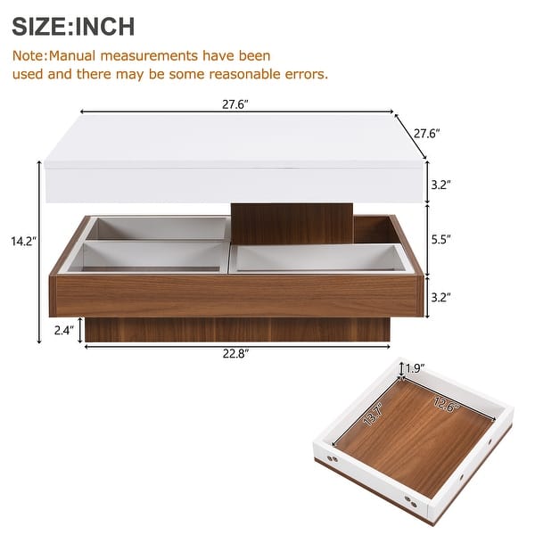 Modern Square 360° Rotating Coffee Table – Farmhouse 2-Tier Design w/ 3 ...