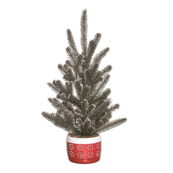 Transpac Artificial 24 in. Multicolor Christmas Cozy Evergreen Tree ...