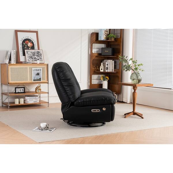 360° Leather Swivel Power Recliner Gliders with Voice Control - Bed ...