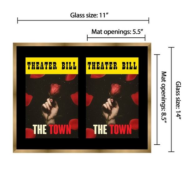 11x14 Gold Playbill Frame with Black Mat with 2 Opening to Display 2 ...