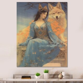Designart "Cosmic Fox With Mystical Woman" Animals Fox Canvas Prints ...