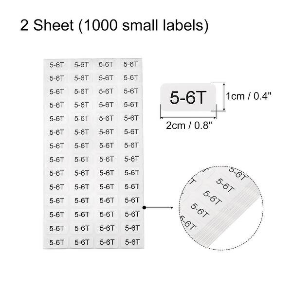 5-6T Clothes Size Sticker Label 5 to 6 Year Old Clothing Size Label, 2 ...